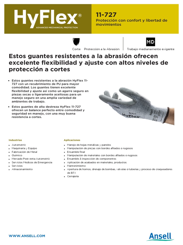 Ficha Tecnica Guantes Hyflex | PDF