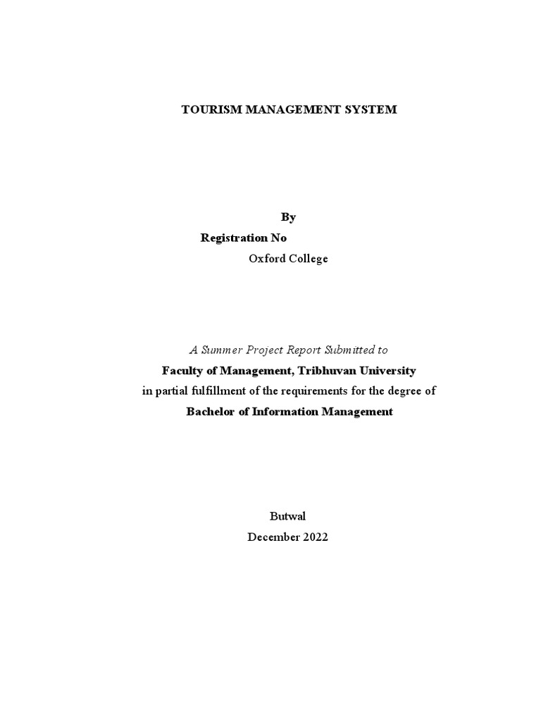 Tourism Management System Project Report | PDF | Information Technology ...