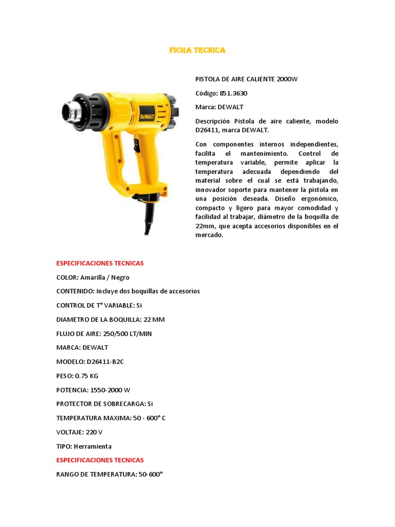 Ficha Tecnica Pistola de Calor | PDF
