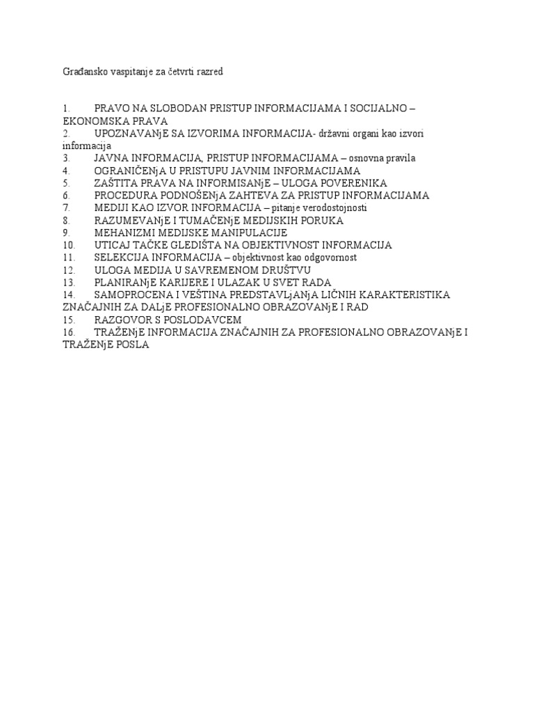 Gradjansko Vaspitanje | PDF