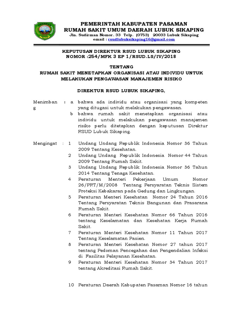 SK MFK 3 Ep 1 Rumah Sakit Menetapkan Organisasi Atau Individu Untuk Melakukan Pengawasan ...