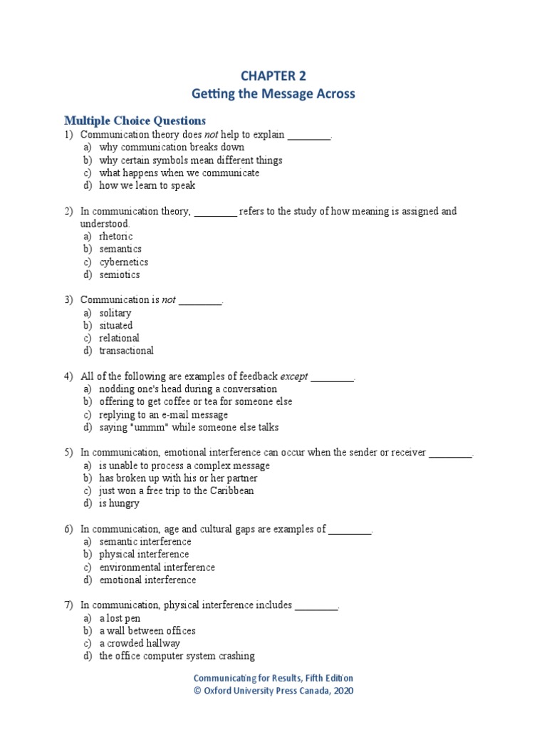 COMMS Chapter 2 | PDF | Communication | Nonverbal Communication