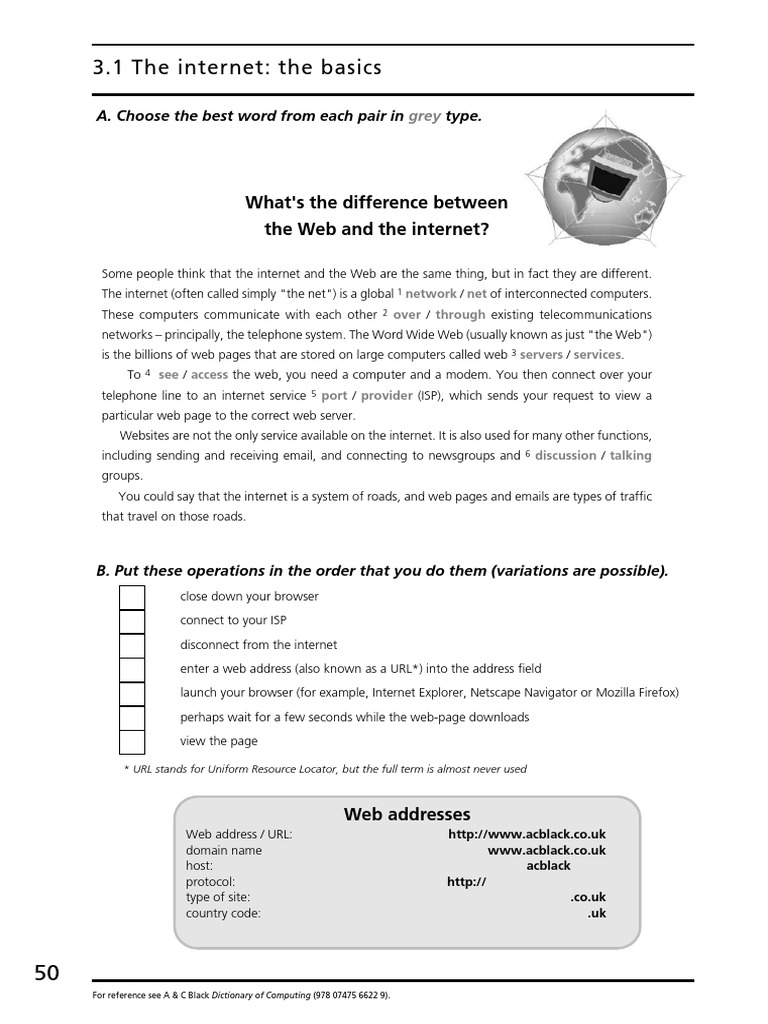 3.1 The Internet The Basics - Vocabulary IT | PDF | World Wide Web ...