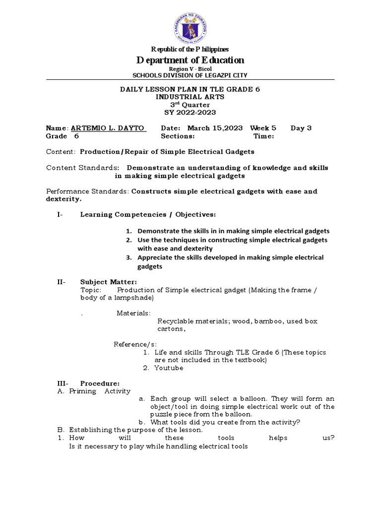 Tle 6 Ia 3Q Week 5 Day 1 3 | PDF | Psychological Concepts | Psychology