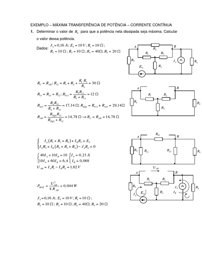 Exemplo Potencia Maxima DC | PDF | Energia elétrica | Ciência de Materiais
