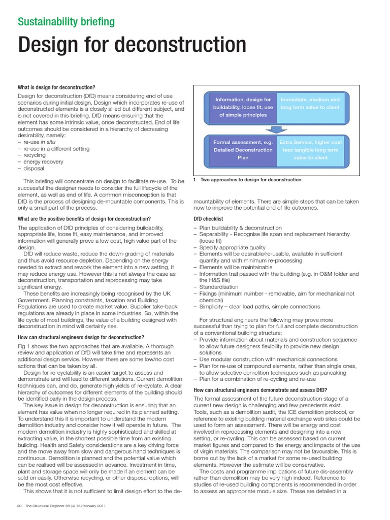 Design For Deconstruction | PDF | Recycling | Reuse