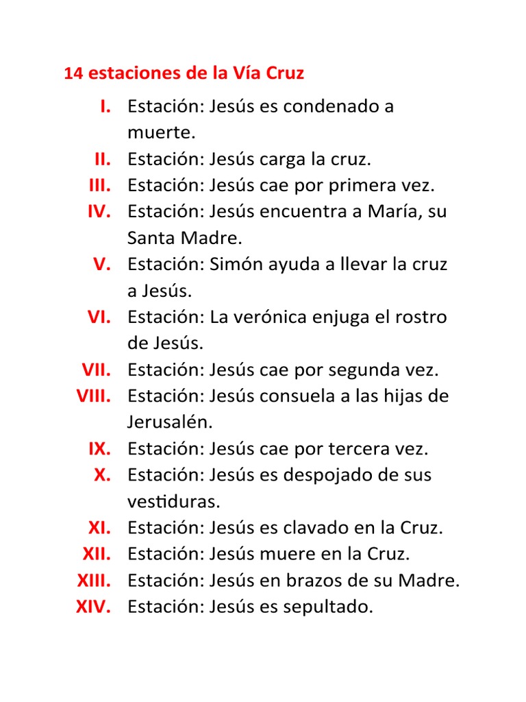 14 Estaciones de La Vía Cruz | PDF | La resurrección de Jesús | Jesús