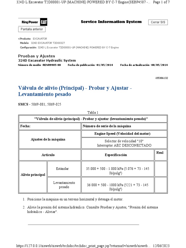 Valvula de Alivio Principal | PDF | Tornillo | Presión