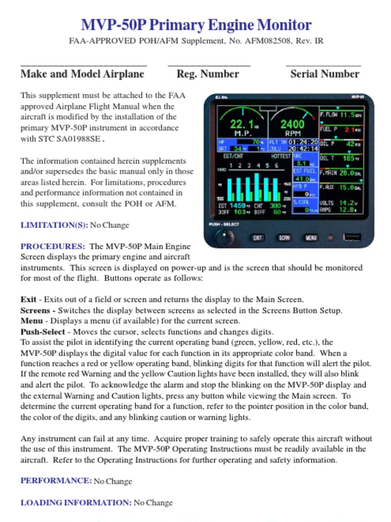MVP 50P Afm Afm082508 | PDF | Computing | Aircraft