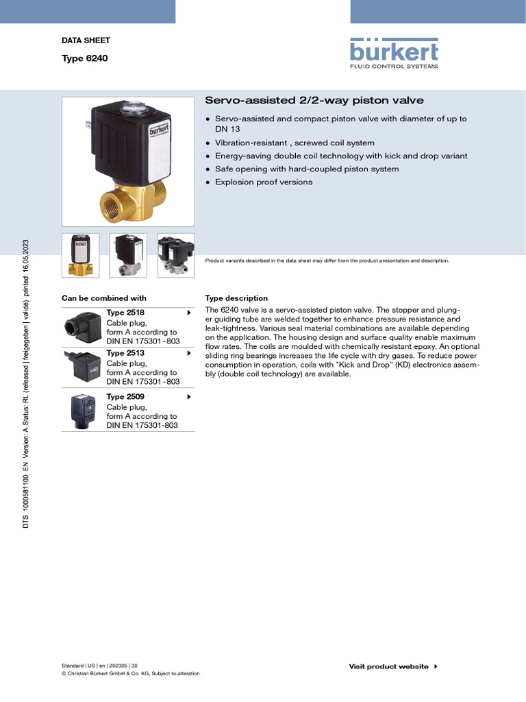Burkert DS6240-Standard-US-EN | PDF | Valve | Electrical Connector