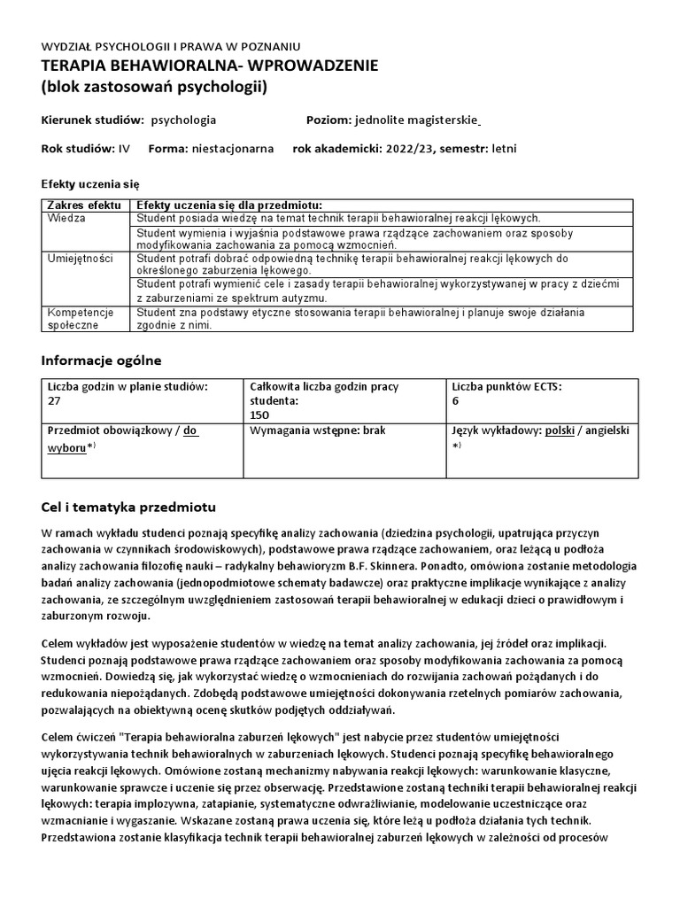 Zastosowanie TB 1 2023 Lato | PDF