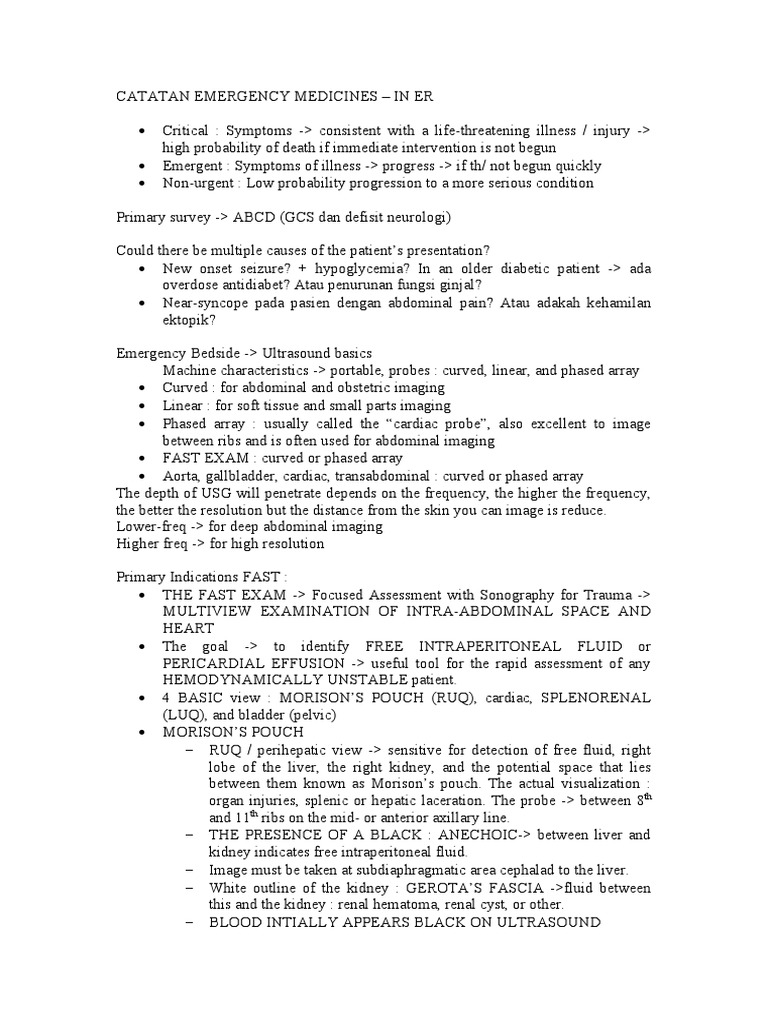 Emergency Medicine Notes for ER Procedures | PDF | Clinical Medicine ...