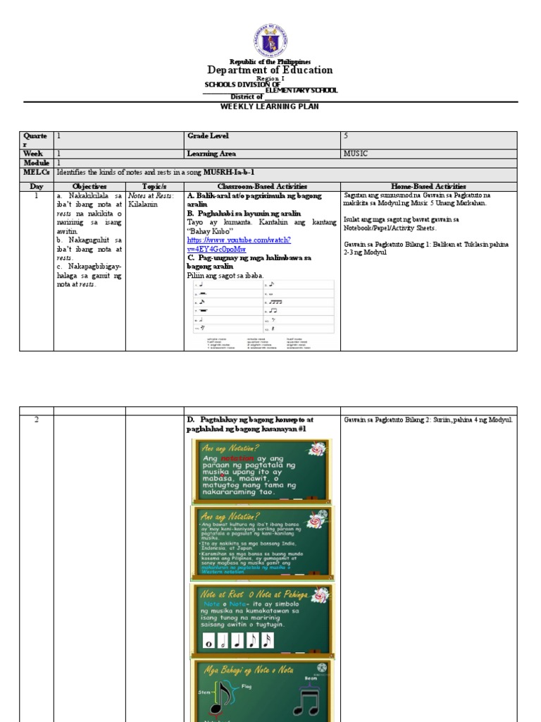 WLP - G5 - Week 1 8 MUSIC | PDF