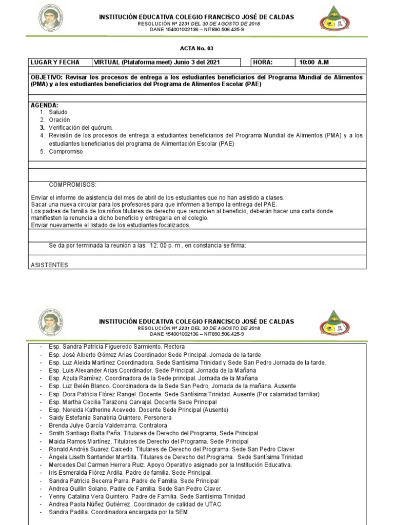 Acta N0. 4 Del Comite Del Cae | PDF | Salud y bienestar