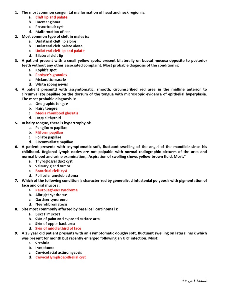 Oral Pathology MCQs and Case Studies | PDF | Tongue | Lymphoma