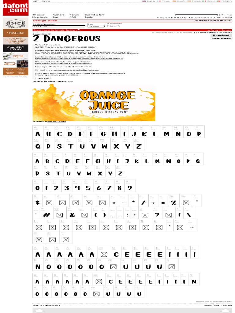 Orange Juice Font Dafont.com | PDF | Internet | World Wide Web