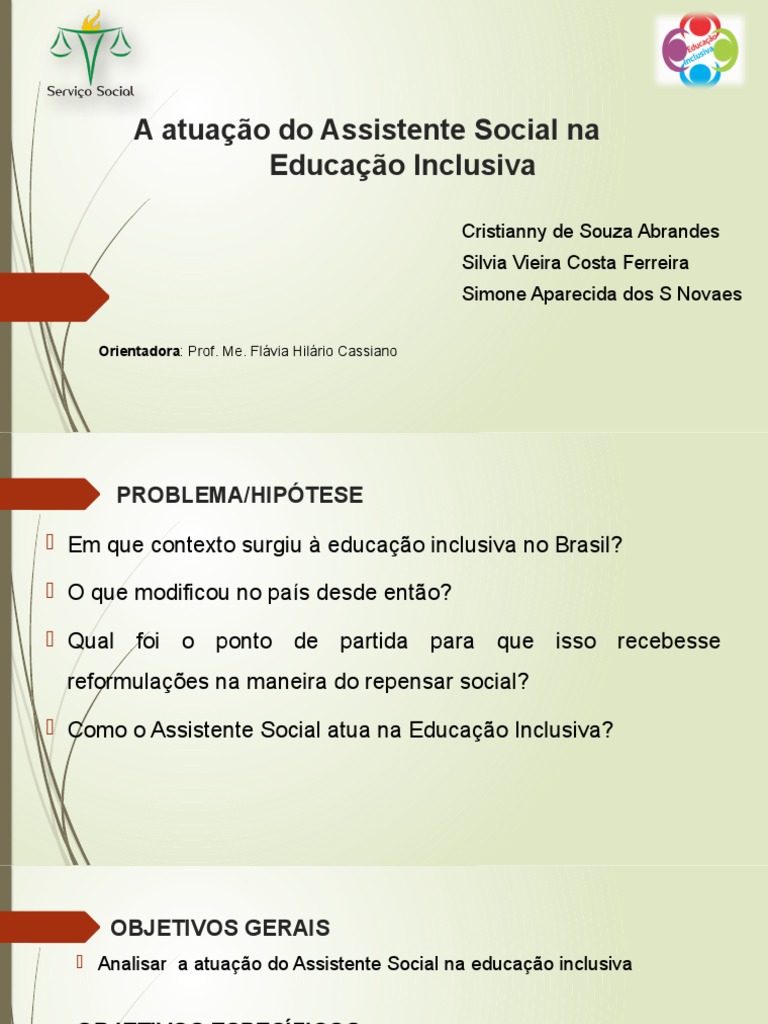 Assistente Social na Educação Inclusiva | PDF | Trabalho social ...