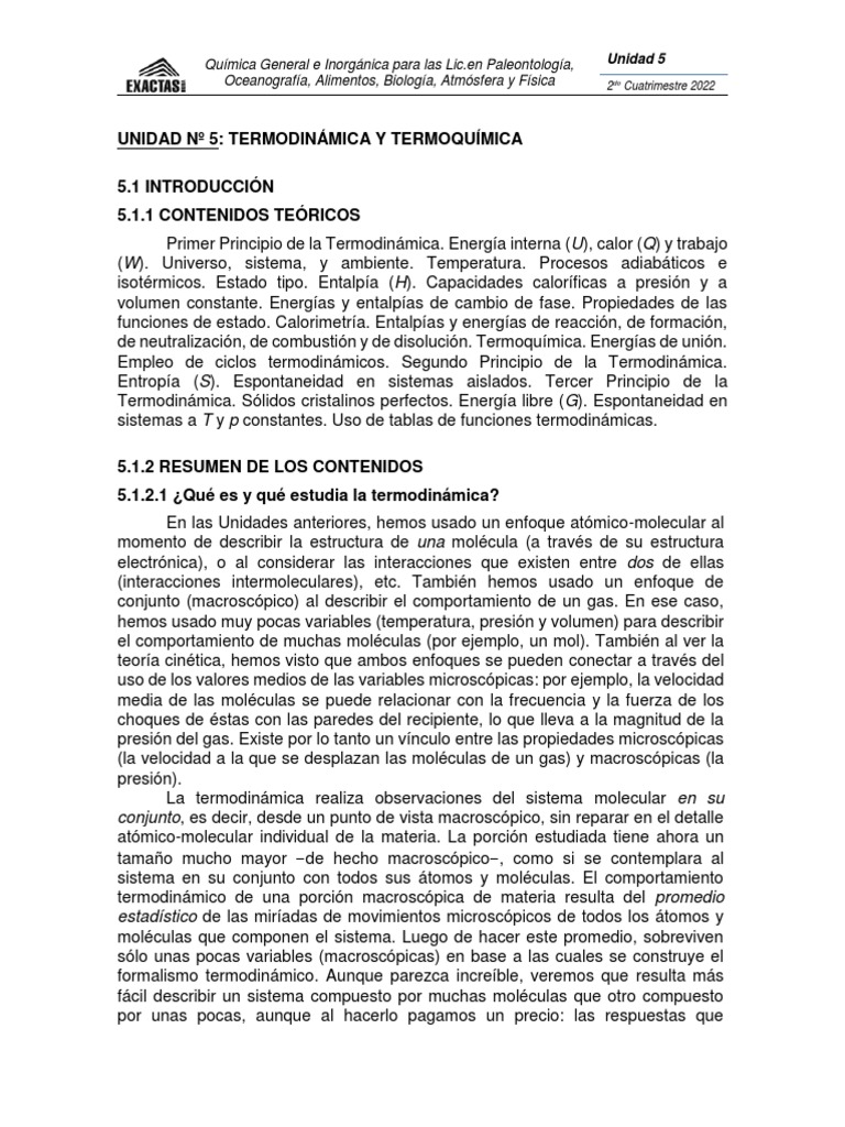 U5_2C-2022 - VF (1) | PDF | Termodinámica | Calor