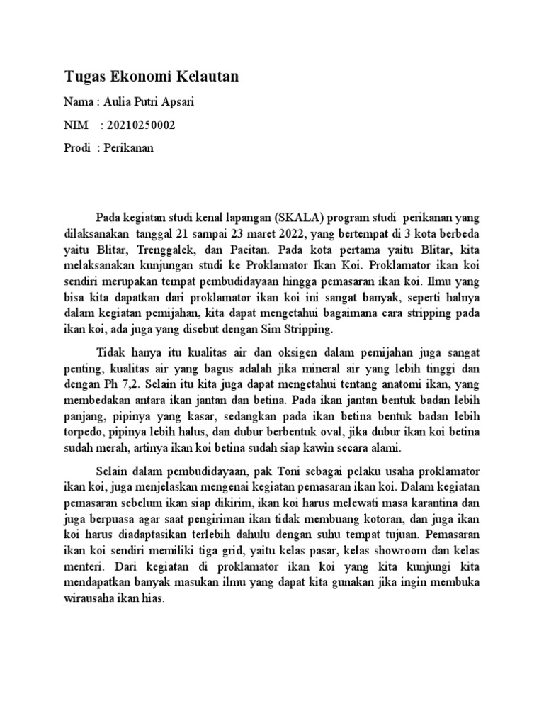 Tugas Ekonomi Kelautan | PDF | Kesehatan Holistik | Sains & Matematika