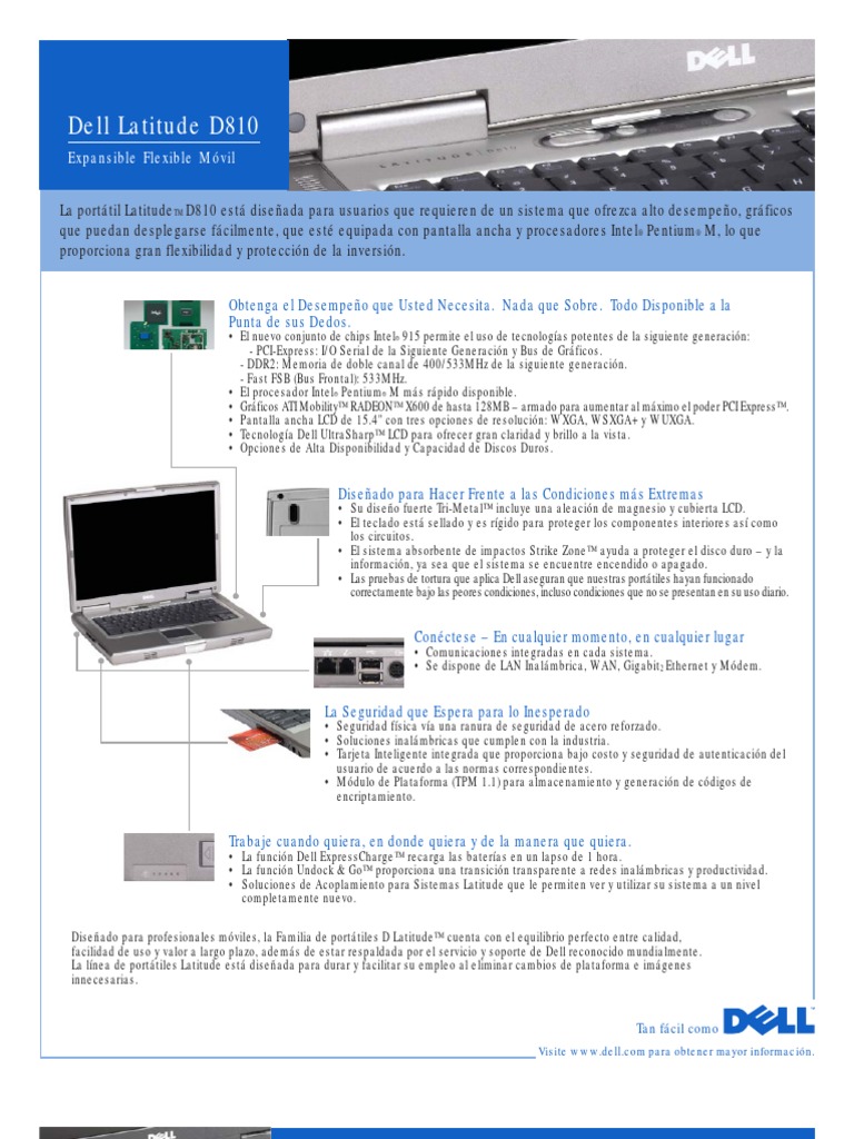Spec Latit d810 Es | Descargar gratis PDF | Microprocesador | Wifi