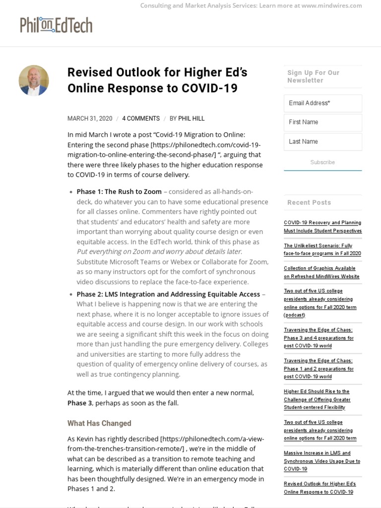 0331 Revised Outlook For Higher Eds Online Response To COVID-19 | PDF ...