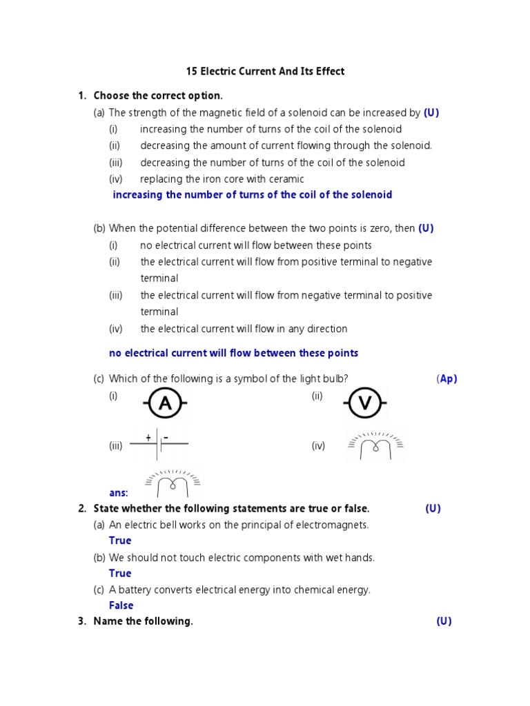 Effects of Electric Current Explained | PDF | Electric Current | Inductor