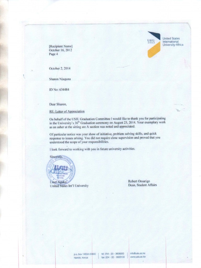 Letter of Appreciation Grad. Committee | PDF