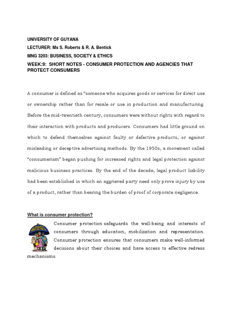 Week 8 - CONSUMER PROTECTION AND AGENCIES THE PROTECT CONSUMERS | PDF ...