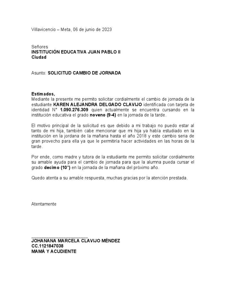 Solicitud Al Colegio | PDF