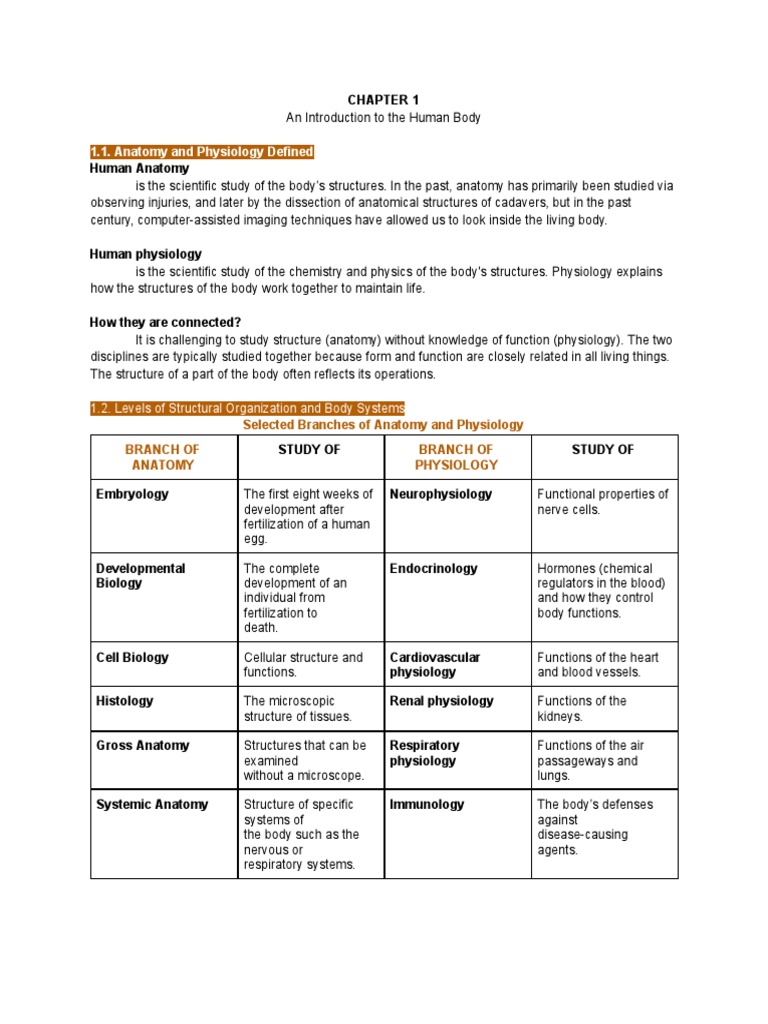 ANAPHY Notes Chapter 1 | PDF | Human Body | Anatomy