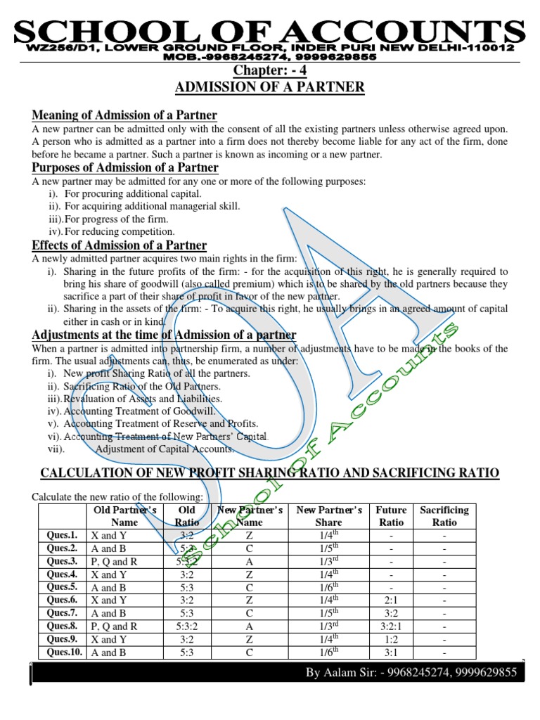 Chap-4 Adm. of Part. Ratio. | PDF | Goodwill (Accounting) | Partnership