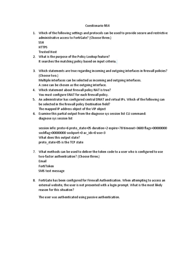Cuestionario NS4 | PDF | Ip Address | Virtual Private Network