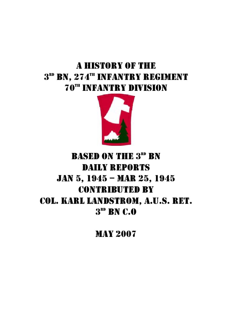 3BN - Unit - 274th - INFANTRY | PDF | Battalion | Battles Of World War I