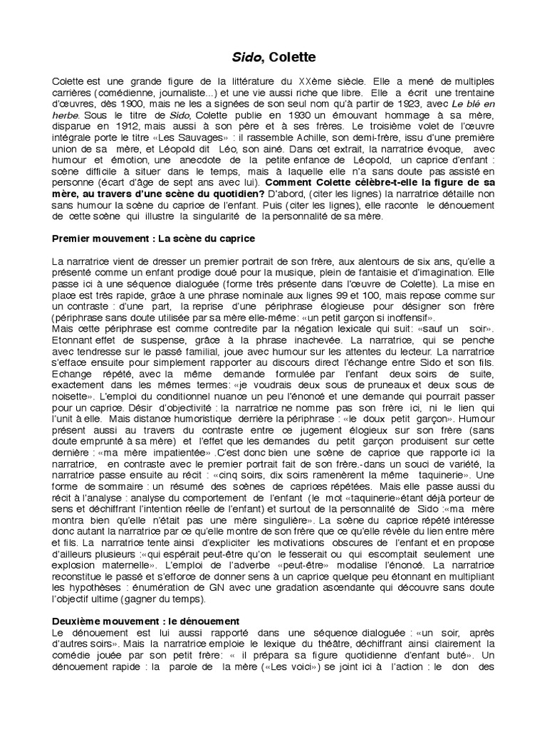 Analyses Linéaires Colette | PDF | Phrase | Poésie