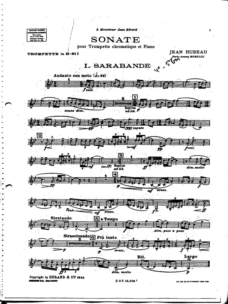 Jean Hubeau-Sonate (Tp Sib Do & Piano) | PDF