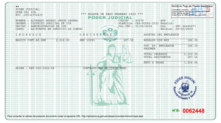 BOLETA PODER JUDICIAL | PDF