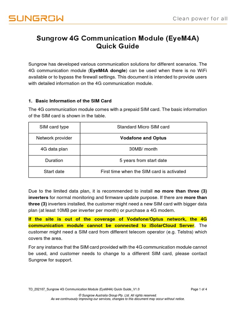 Sungrow EyeM4A 4G Module Quick Guide | PDF | 4 G | Software