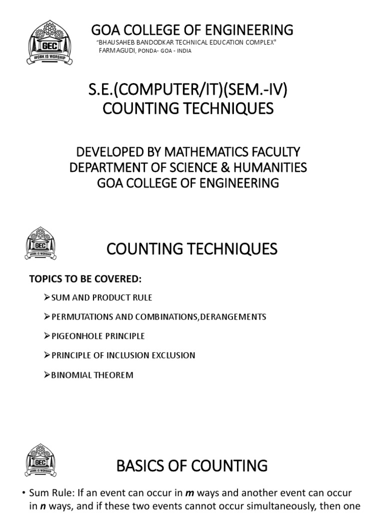 Counting Techniques | PDF | Programmer | Elementary Mathematics Counting Techniques | PDF | Programmer | Elementary Mathematics