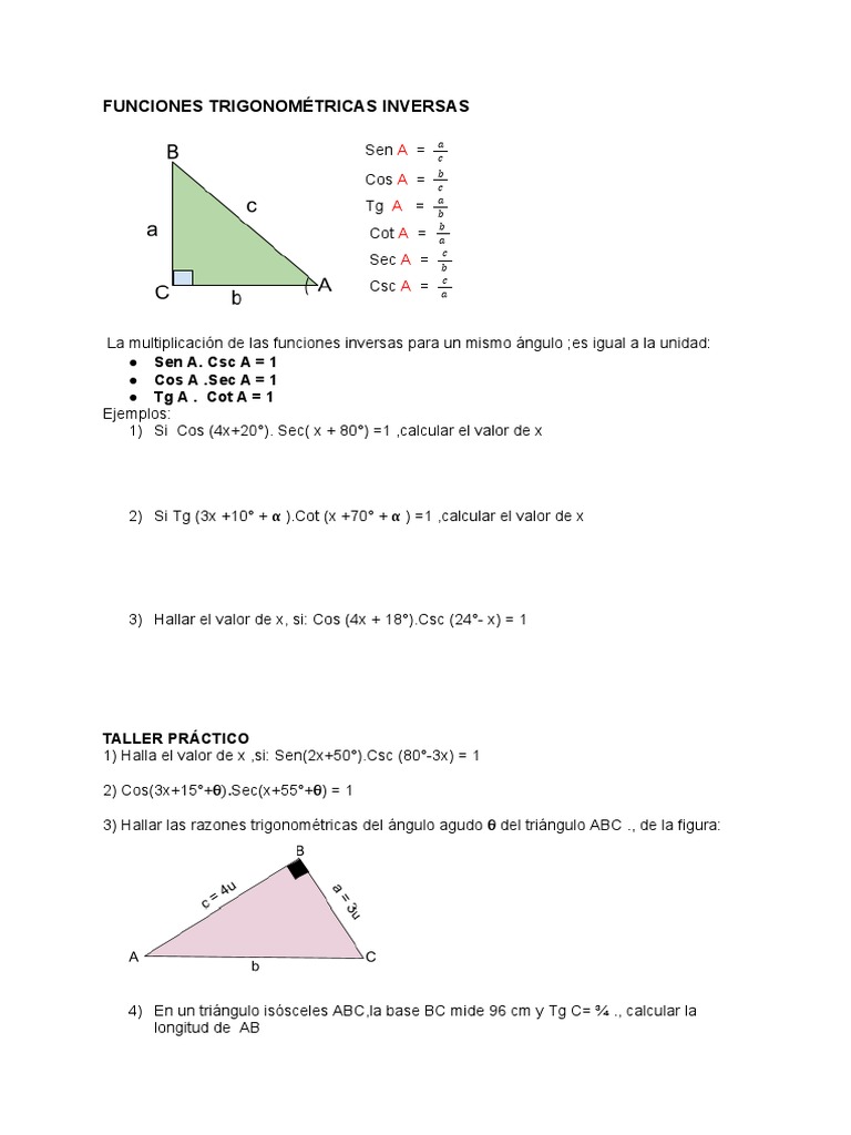 FUNCIONES TRIGONOMÉTRICAS INVERSAS | PDF