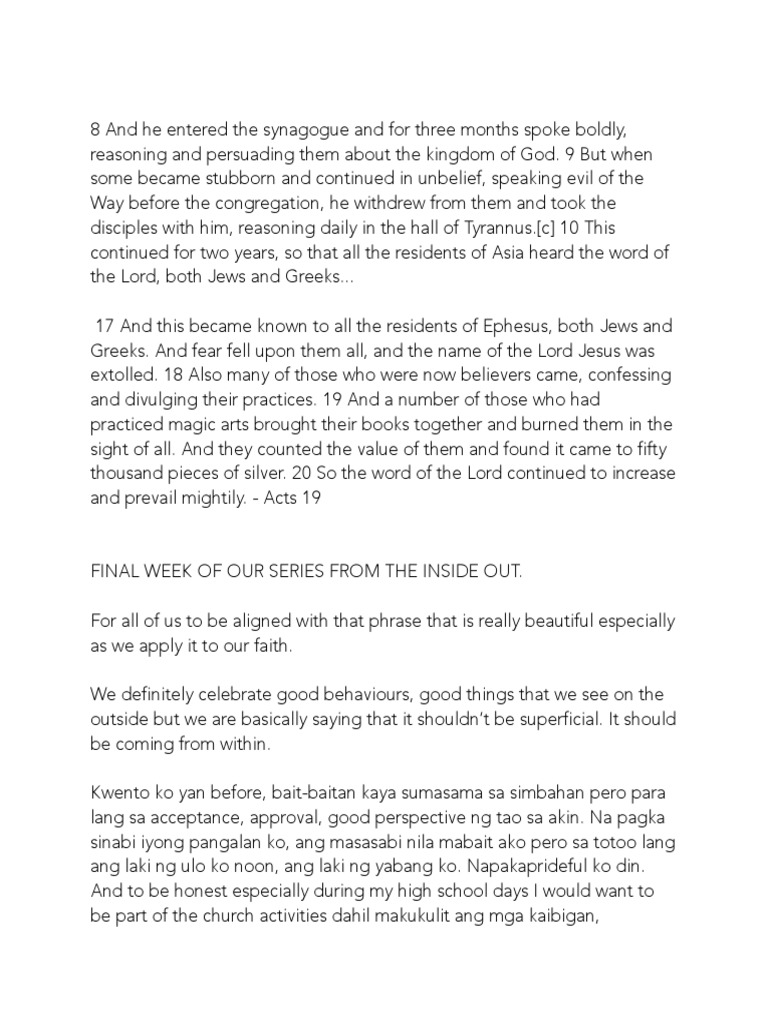 Acts19 Message Pdf Jesus Acts Of The Apostles