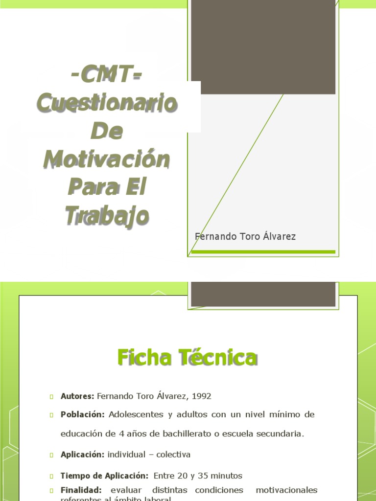 CMT Cuestionario de Motivacion en El Trabajo | PDF | Psicología industrial y organizacional ...