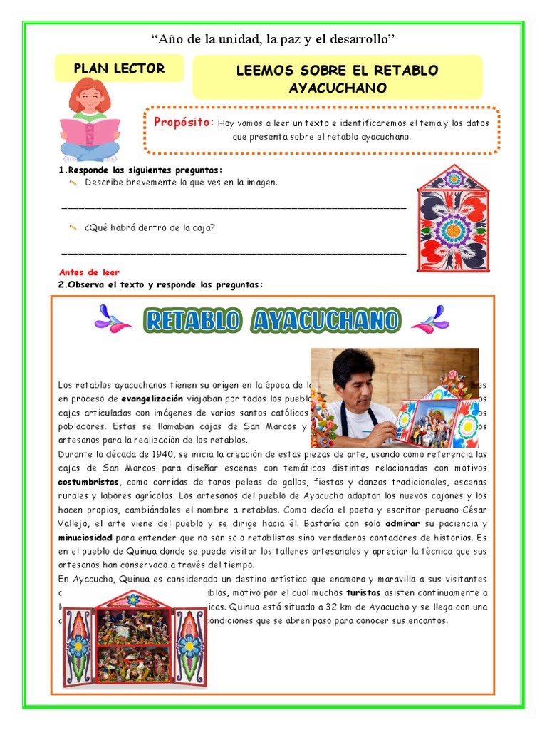 Ficha-Juev-Pl - Leemos Sobre El Retablo Ayacuchano | PDF