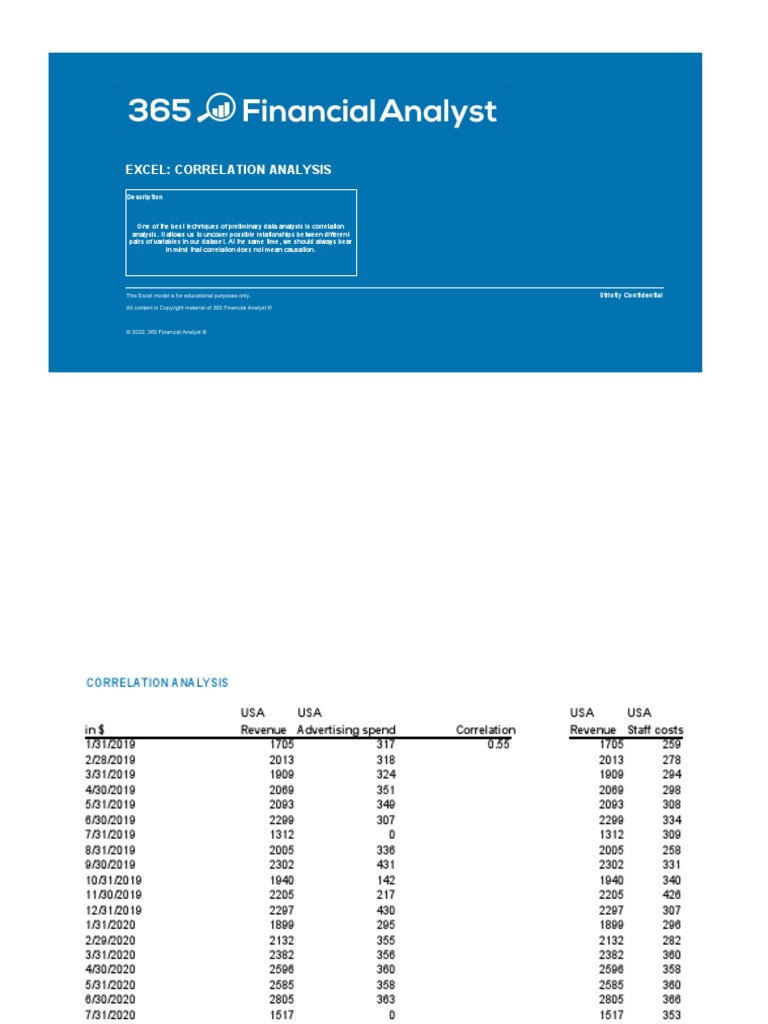 Excel Correlation Analysis Pdf Data Analysis Data Management 