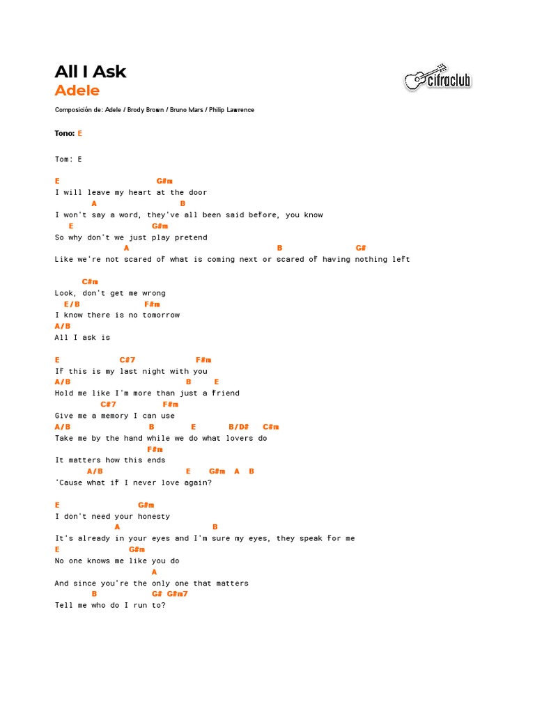 Cifra Club - Adele - All I Ask | PDF