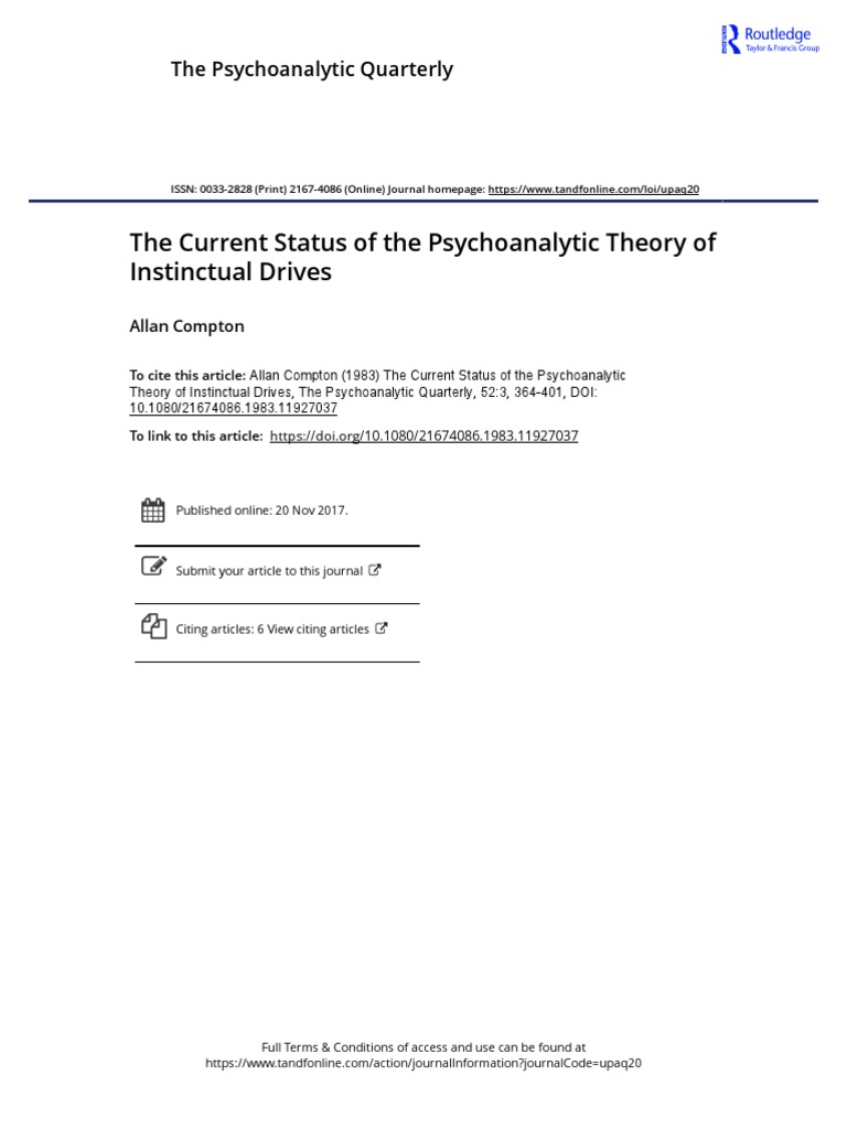 (1983) The Current Status of The Psychoanalytic Theory of Instinctual ...