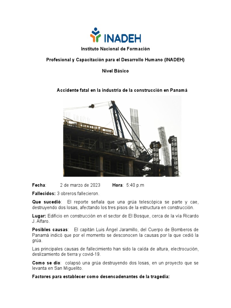ACCIDENTE | PDF | Grúa (máquina)