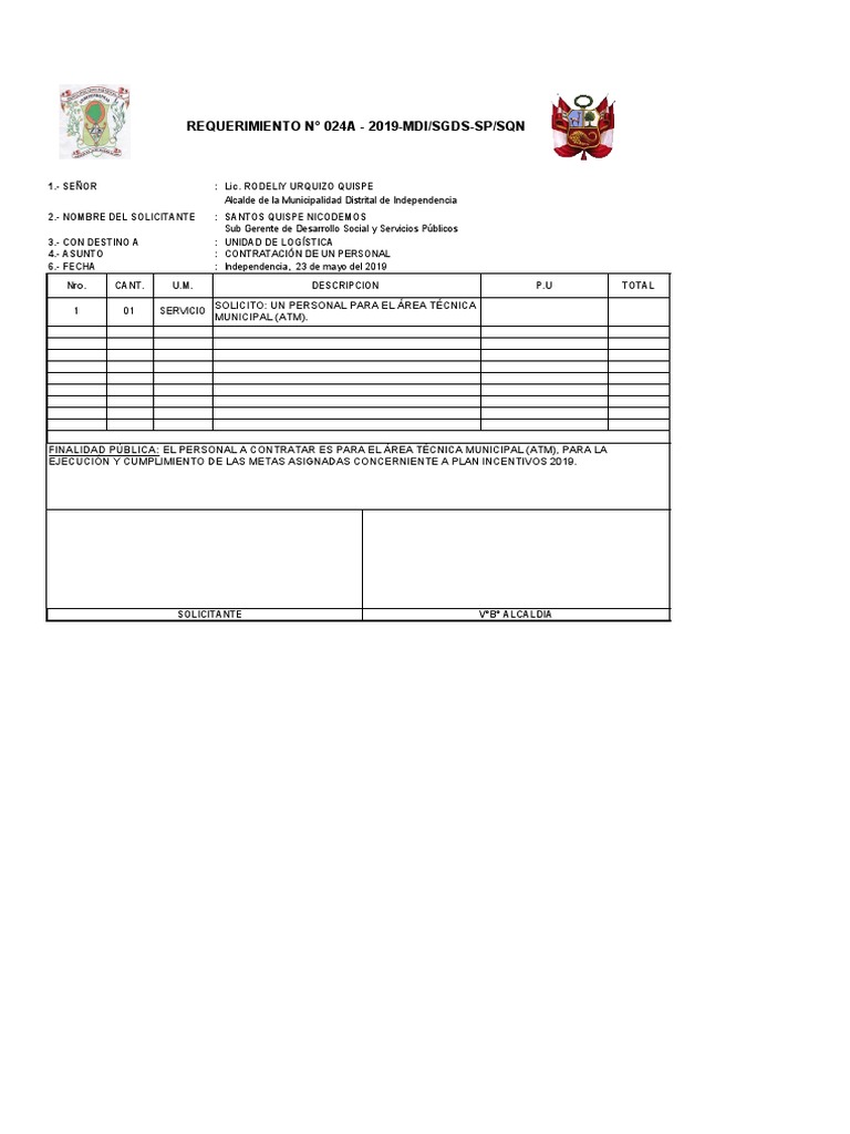Req. Materiales de Escritorio | PDF | Alimentos