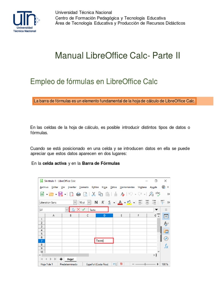 Manual LibreOffice Calc - Parte II Actu | PDF | Hoja de cálculo | Tecnologia Educacional