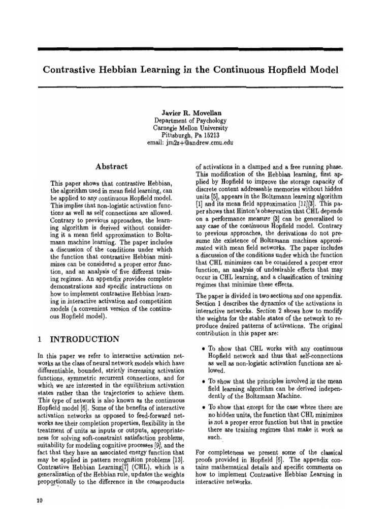 Contrastive Hebbian Learning Overview | PDF | Learning | Machine Learning