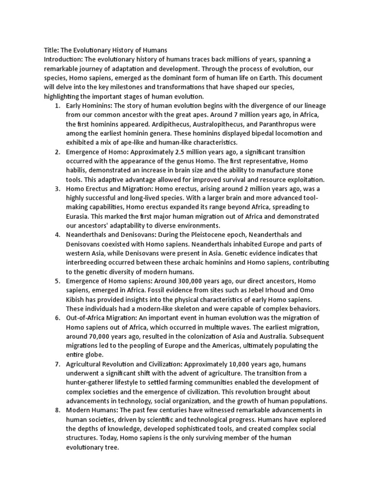 Human Evolution: Key Milestones Explained | PDF | Homo | Human